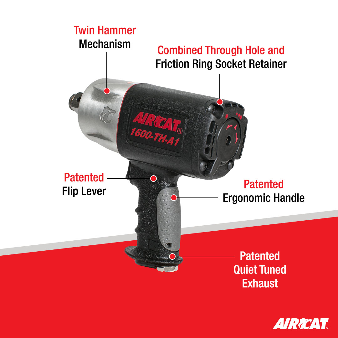 AIRCAT 1" COMPOSITE PISTOL GRIP IMPACT WRENCH - Continental Tool Group